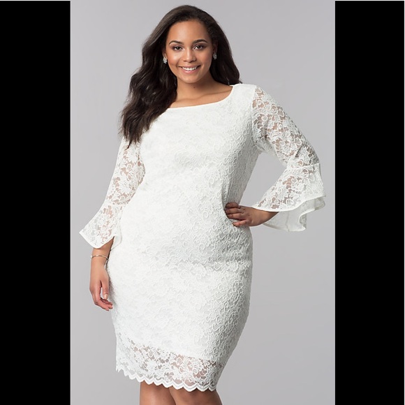 Tiana B. | Dresses | Tiana Bplussize Short White Lace Bellsleevenwt ...